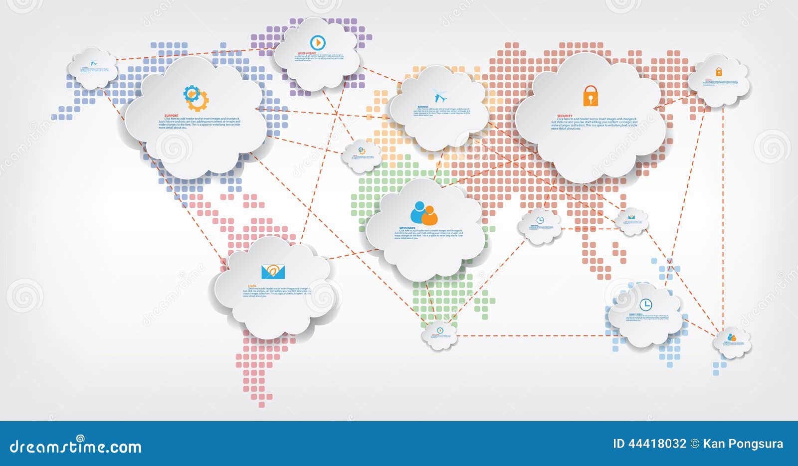 World MAP with Communication Stock Vector - Illustration of concept ...