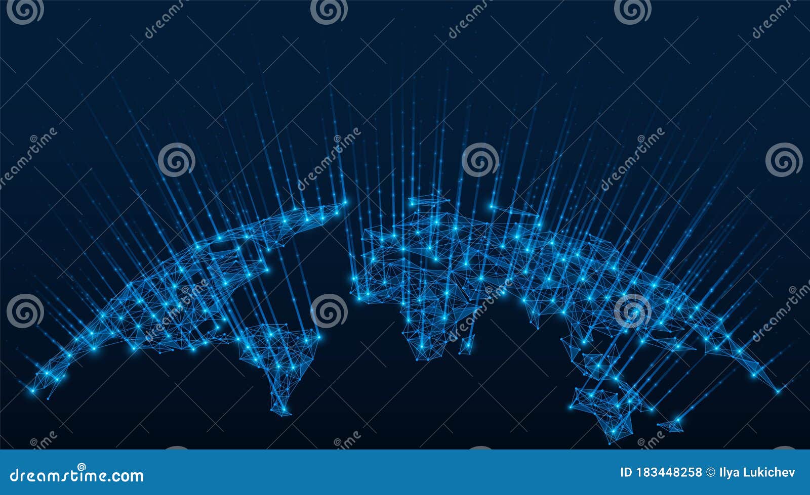 World Map. Communication Technologies. Satellite Communication Stock ...
