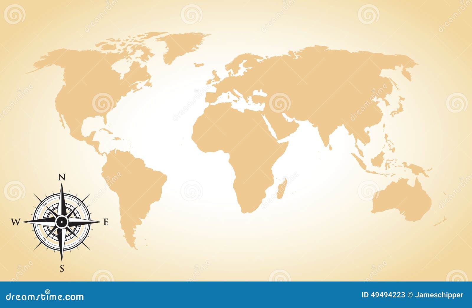 World Map and Compass Background Stock Vector - Illustration of ...