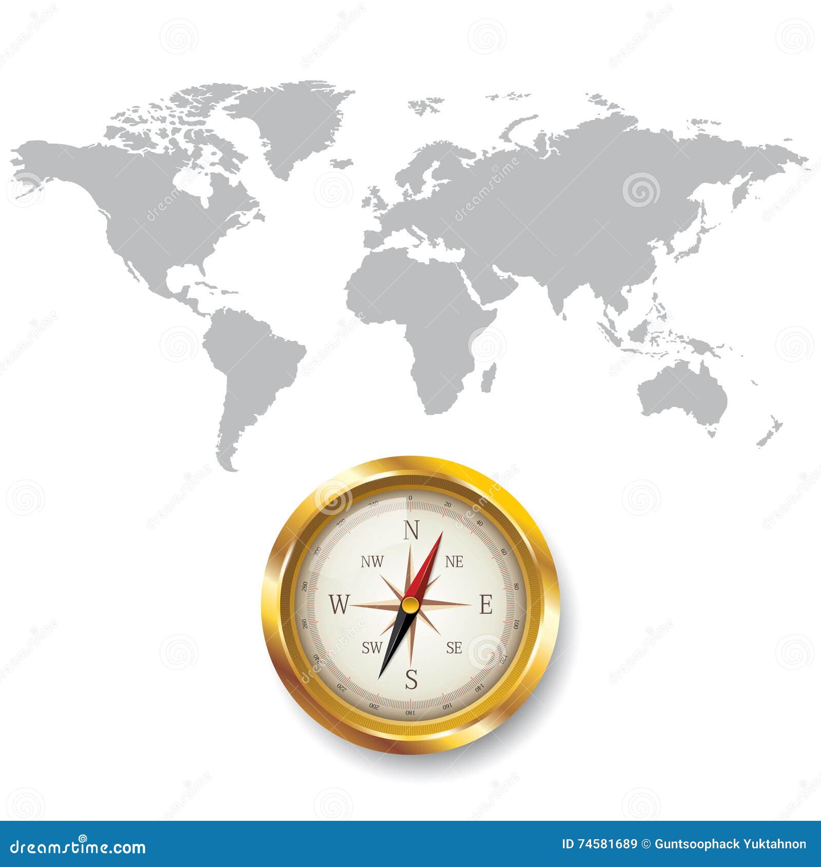 World Map with Compass Info Graphic. Stock Illustration - Illustration ...