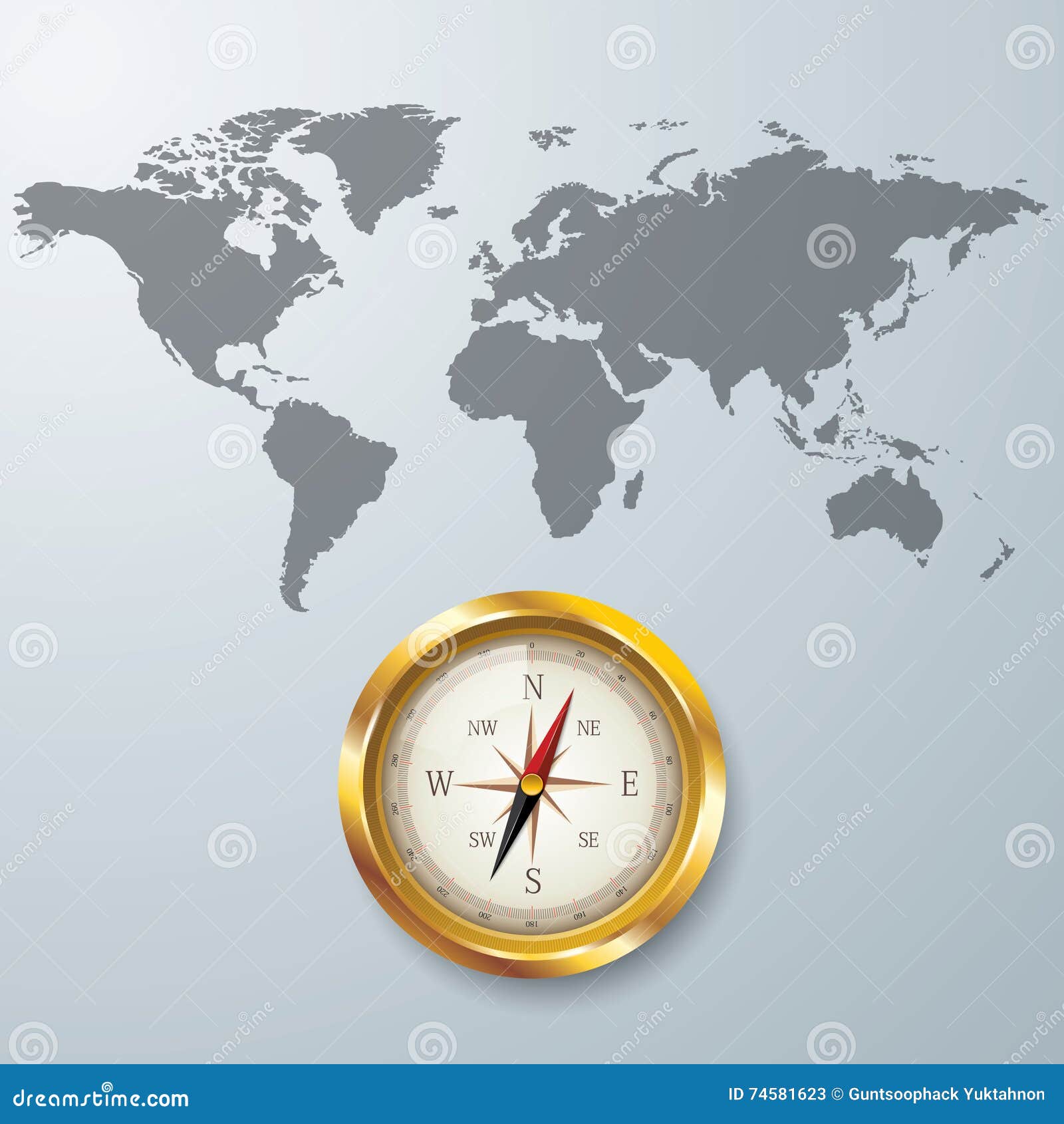 World Map with Compass Info Graphic. Stock Illustration - Illustration ...