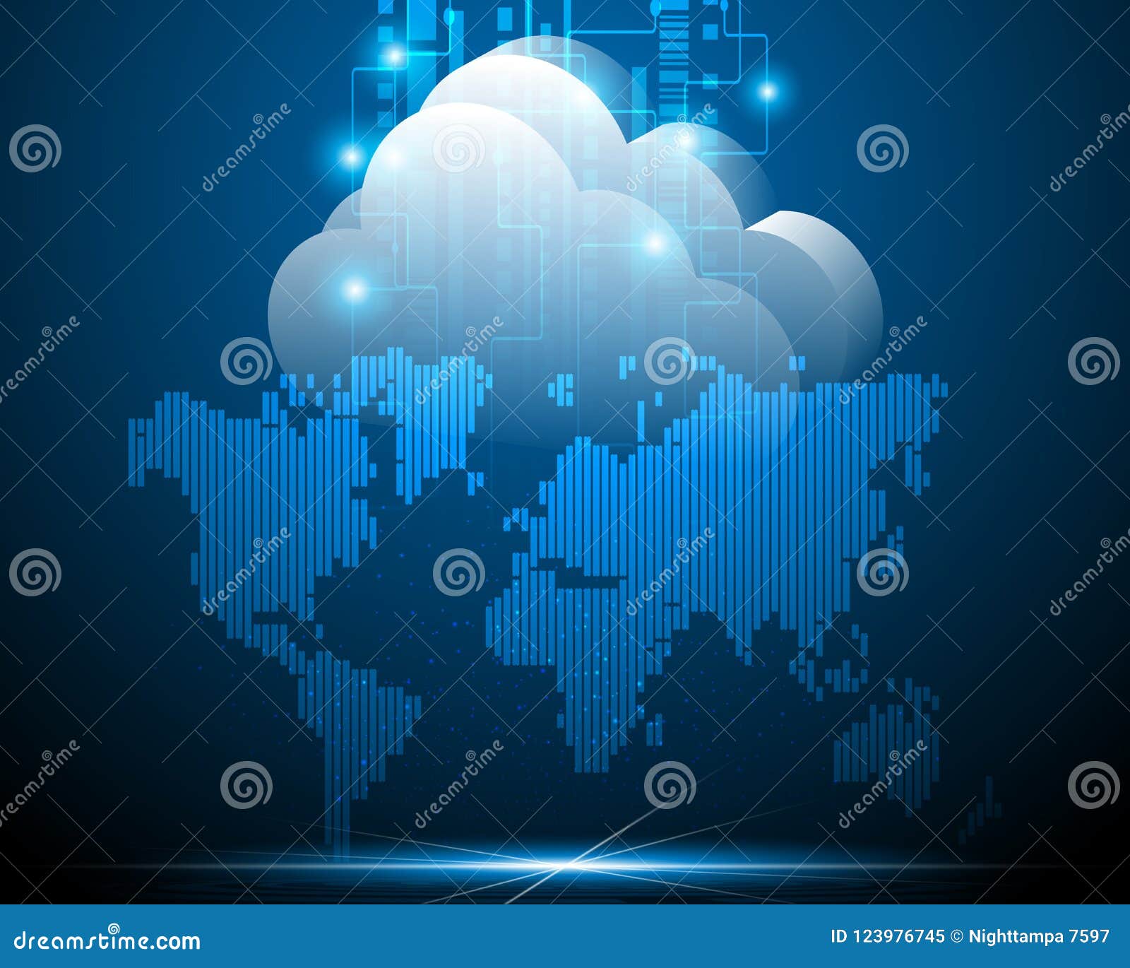 World Map Computer Network and Cloud Computing Business Stock Vector ...