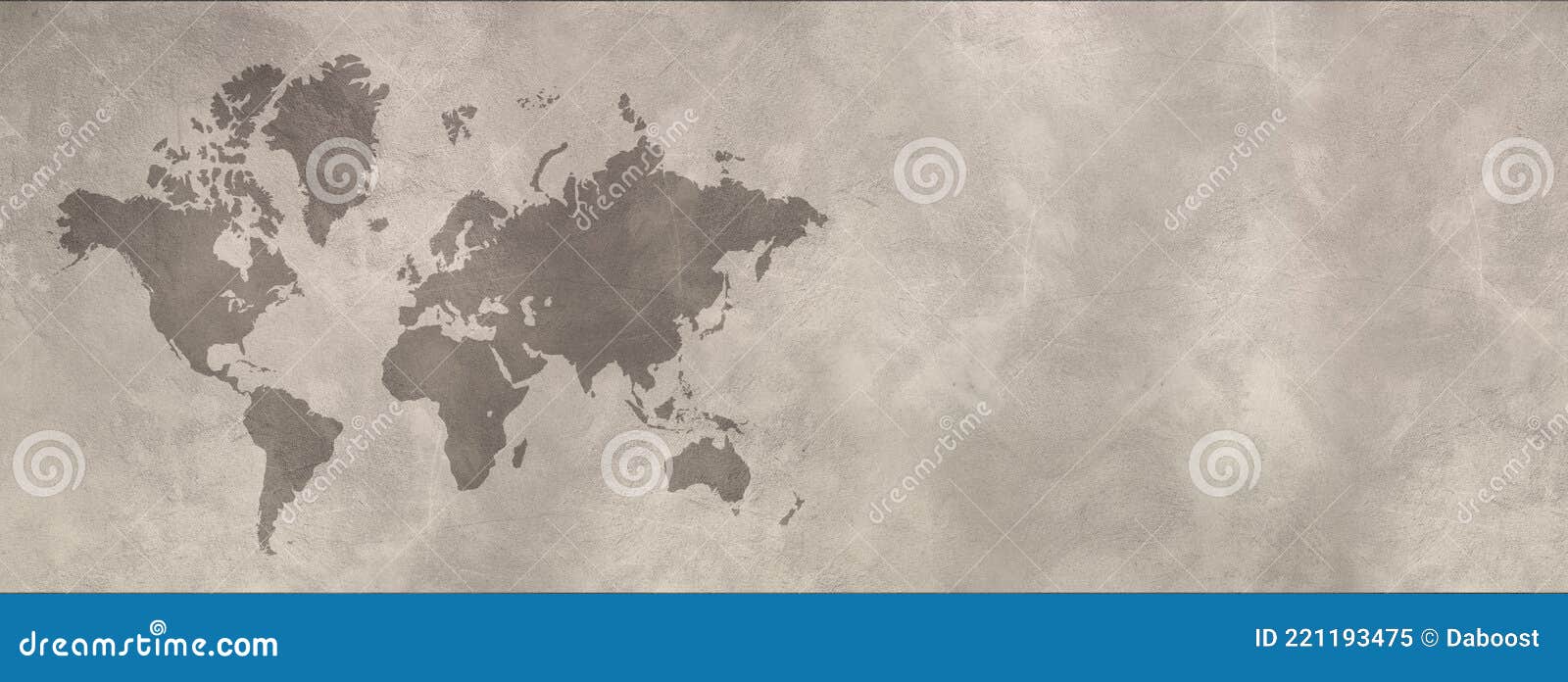 World Map on Concrete Wall Background. Horizontal Banner Stock ...