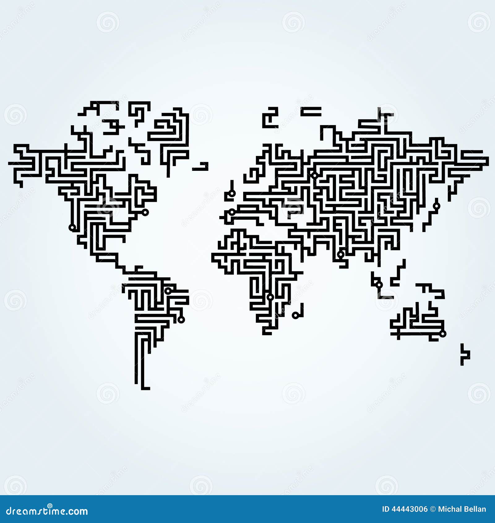 World Map Connected with Circuit Board Lines Stock Illustration ...