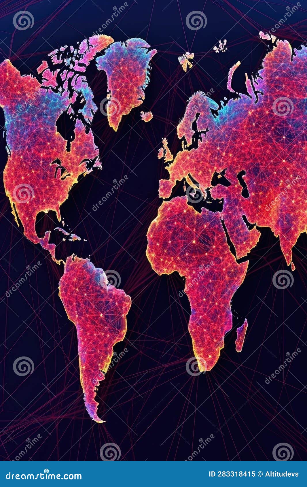 World Map with Connecting Lines Representing Global Network Stock Image ...