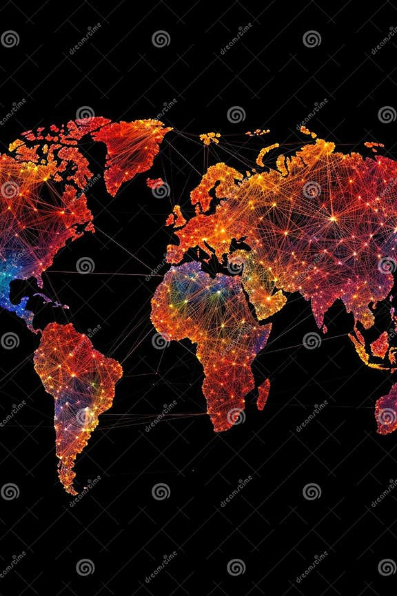 World Map with Connecting Lines Representing Global Network Stock ...