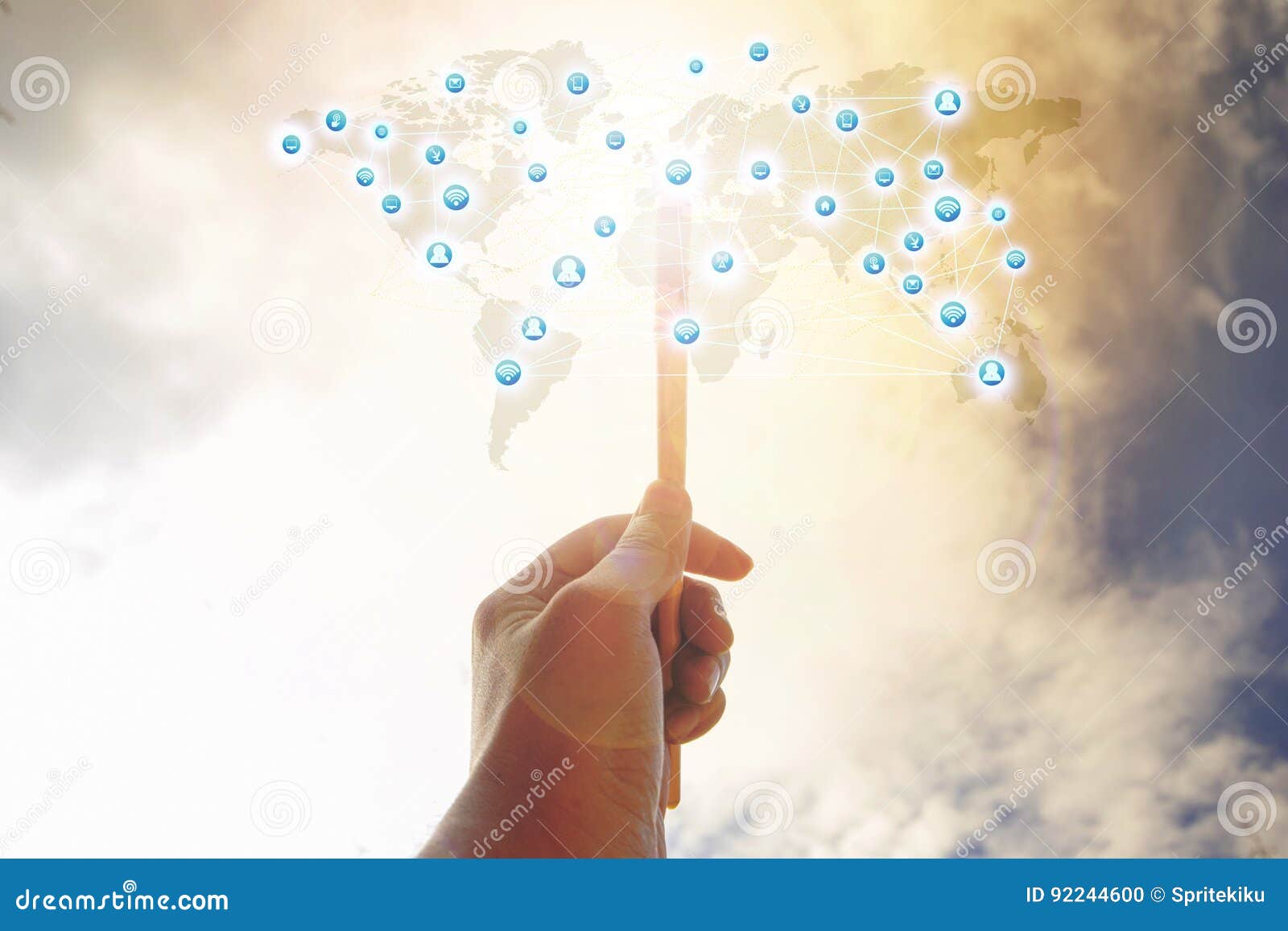 World Map Connecting Network Global Business Concept Technology Fine ...