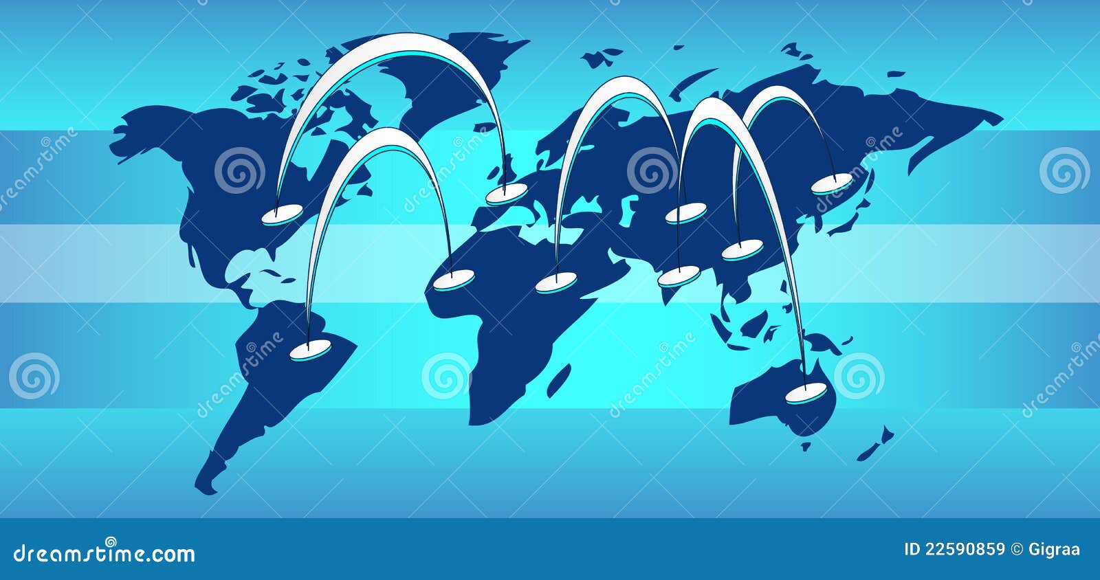 World Map with Connection Lines Stock Vector - Illustration of space ...