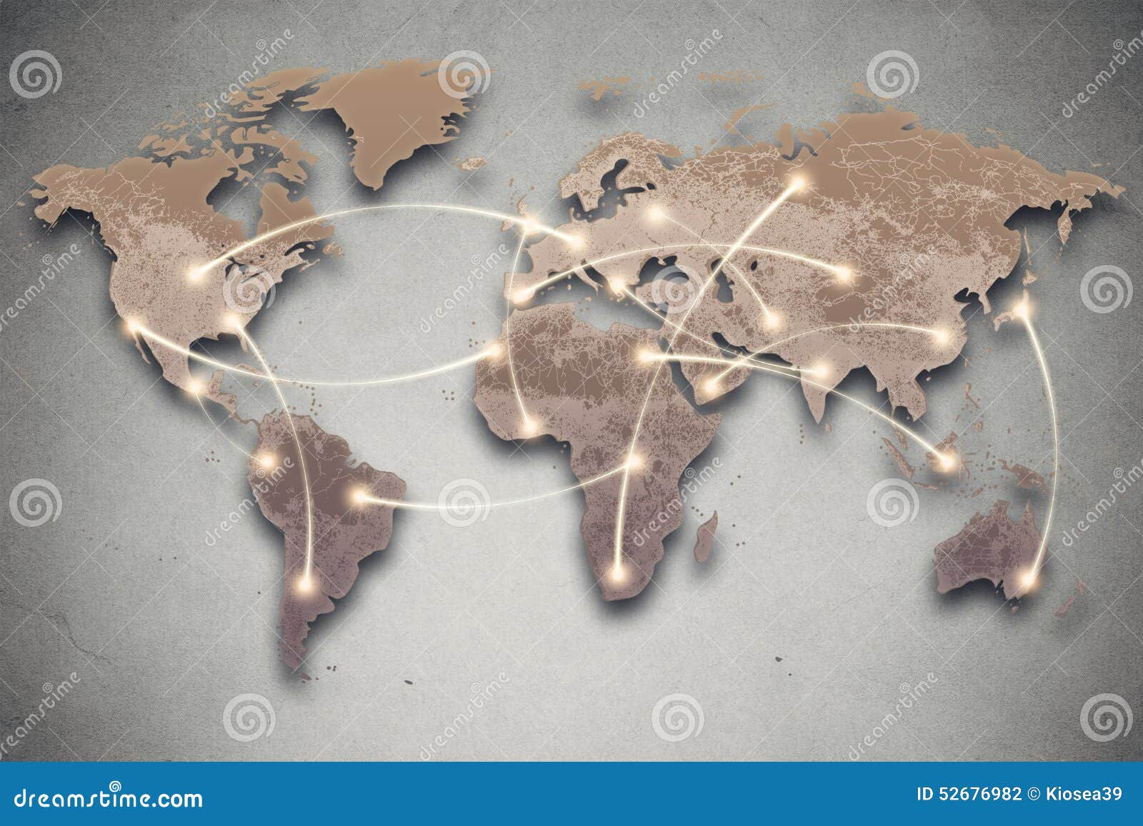 World Map And Connection Lines. Social Media, Network Stock Photo ...