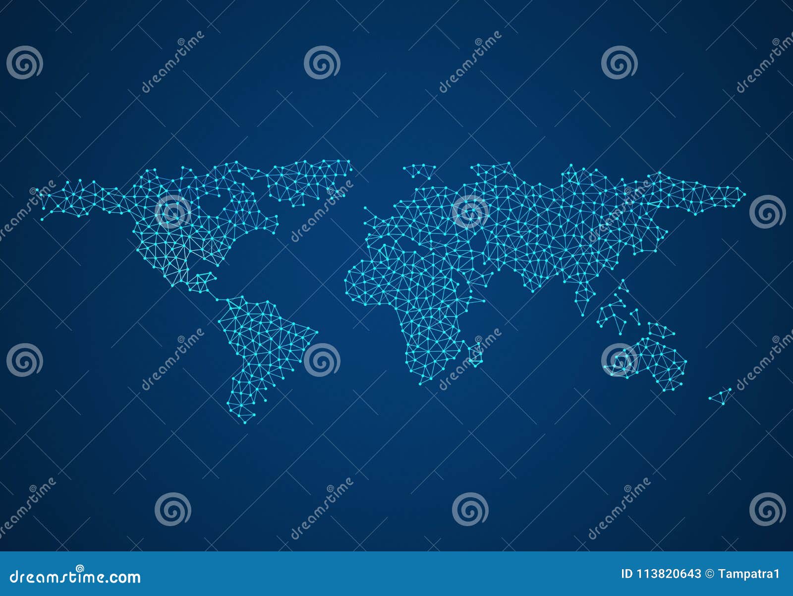 World Map, Connection Lines in Technology Concept Stock Illustration ...