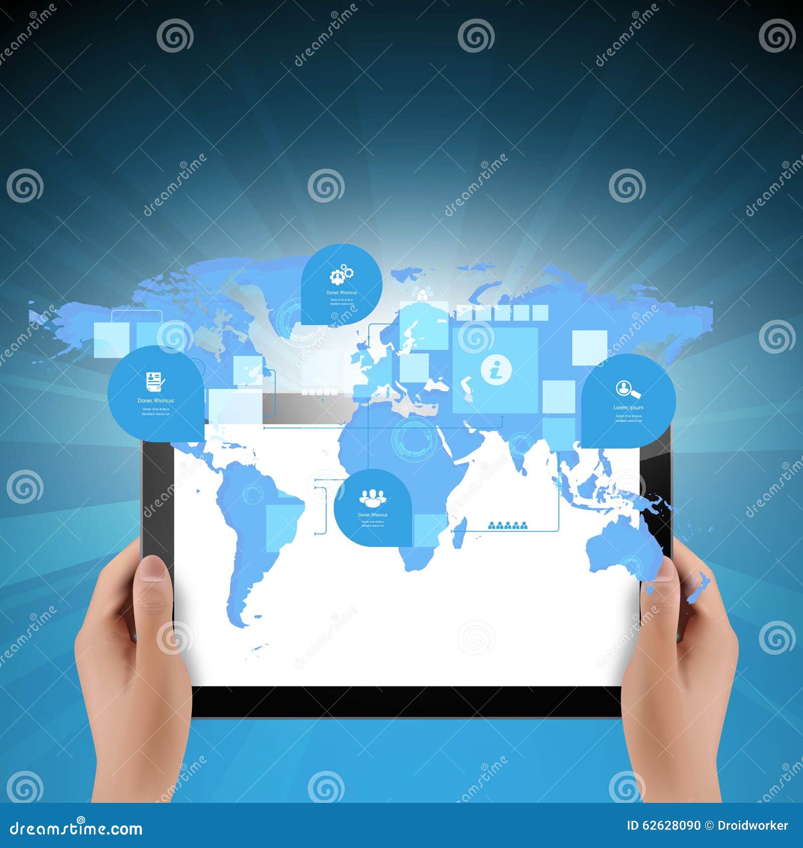 World Map On Tablet Screen Vector Illustration | CartoonDealer.com ...