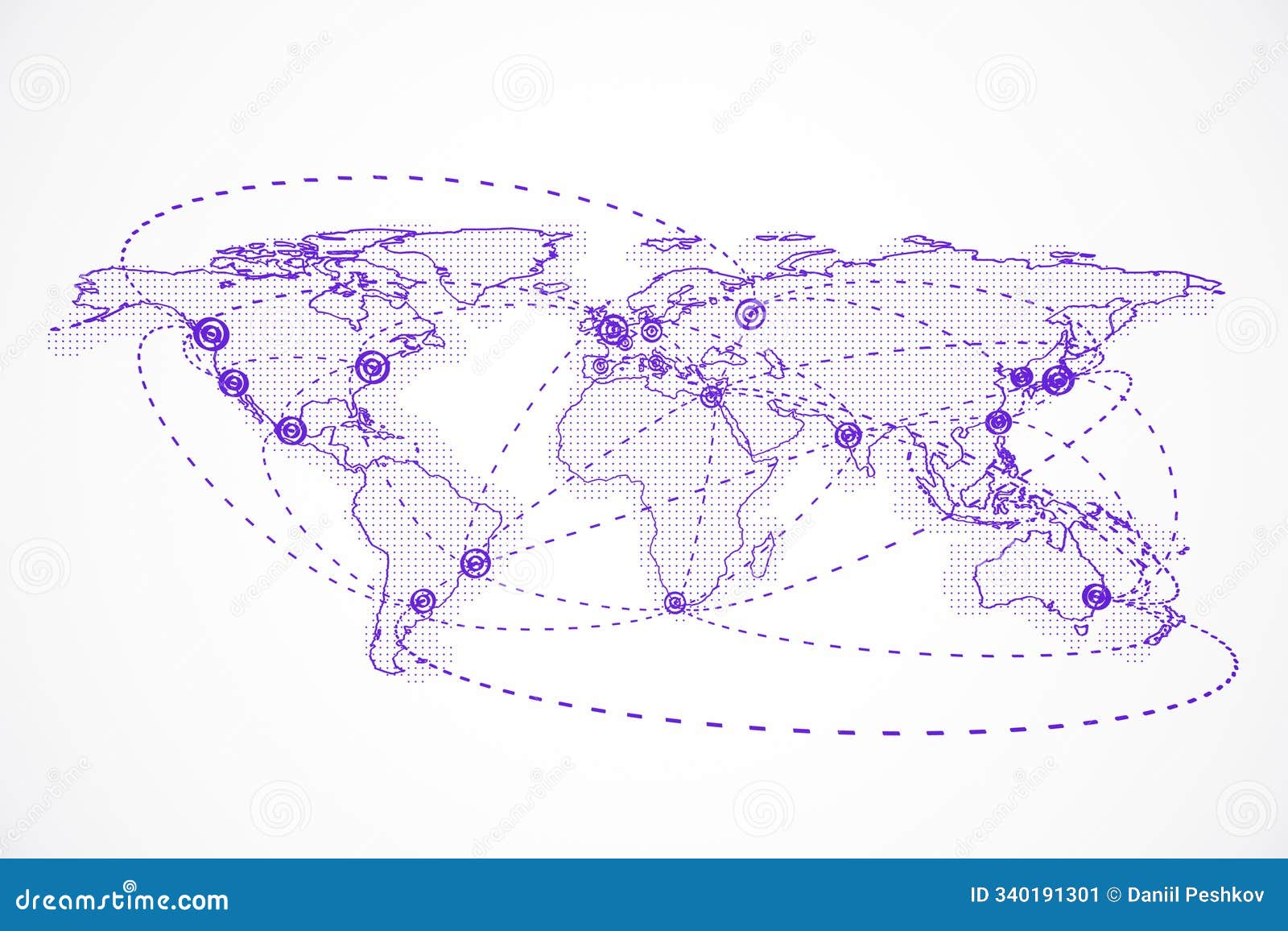 World Map with Connections and Dots. 3D Rendering Stock Illustration ...