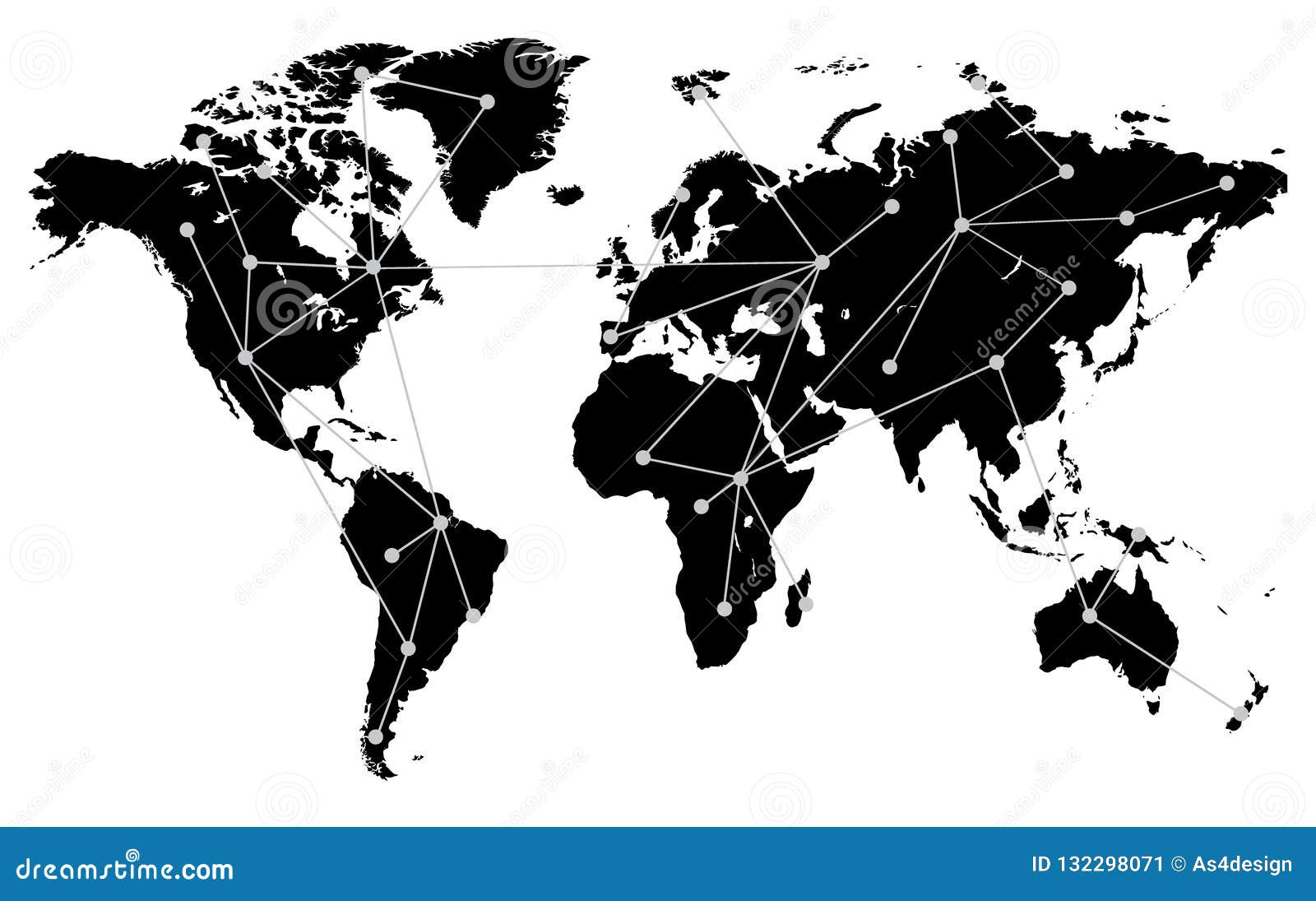 World Map with Connections, Lints and Lines Stock Vector - Illustration ...