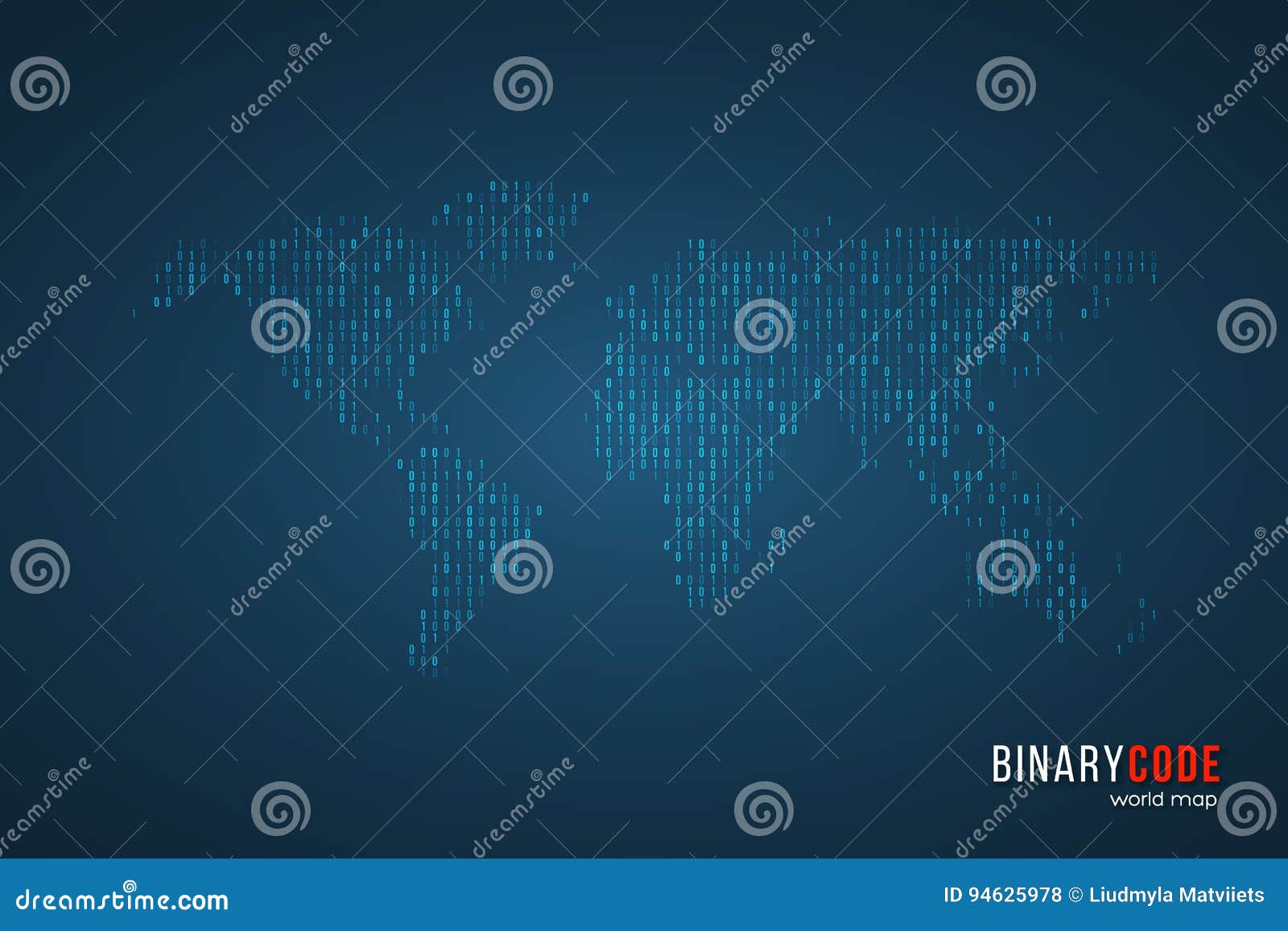 World Map Consisting Of Binary Computer Code Stock Illustration Illustration Of Cryptogram