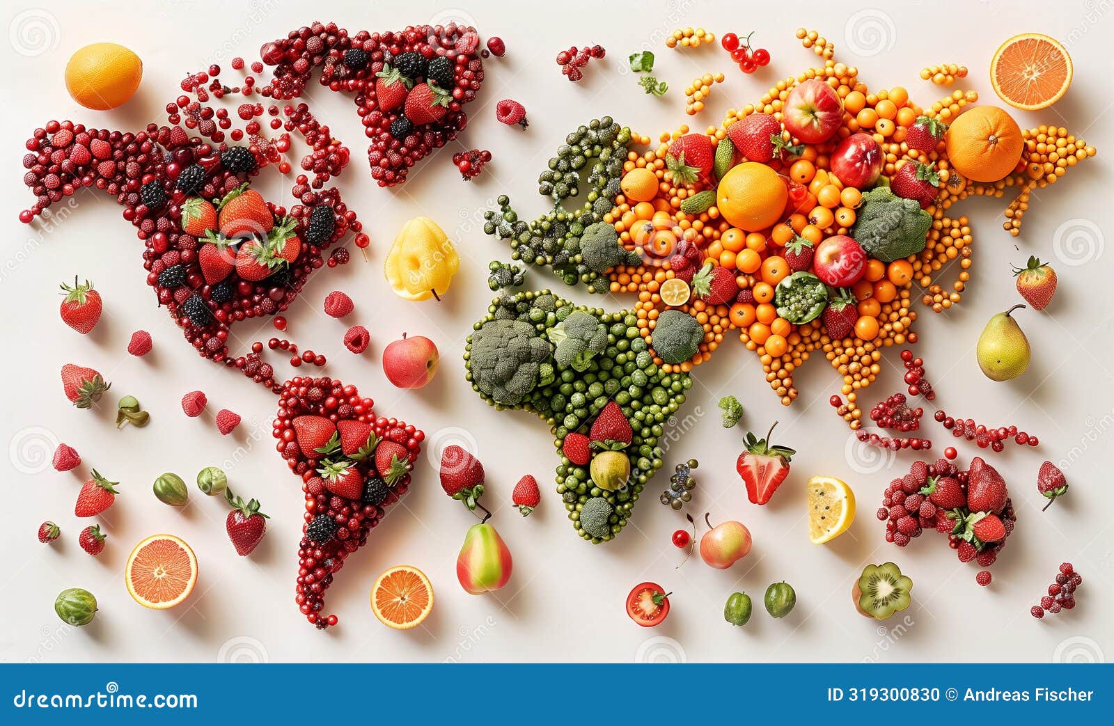 World Map Consisting of Fruits and Vegetables. Stock Photo - Image of ...