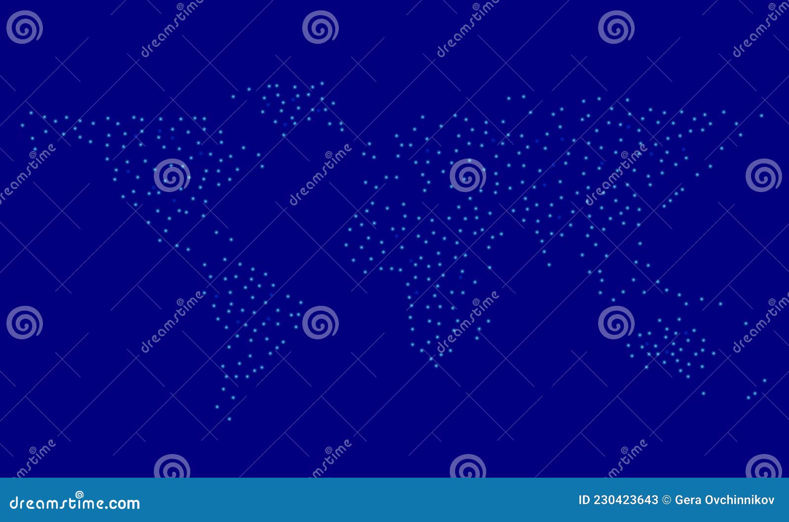 World Map Consisting of Glowing Lights on a Blue Background. Vector ...