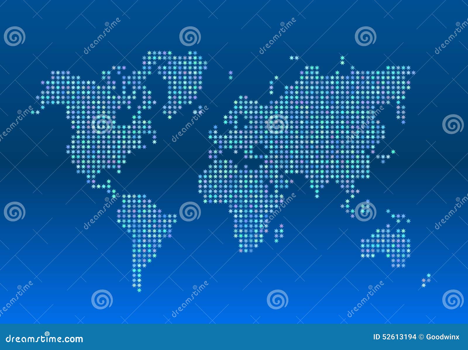 World Map Consisting of Stars on a Blue Background Stock Vector ...