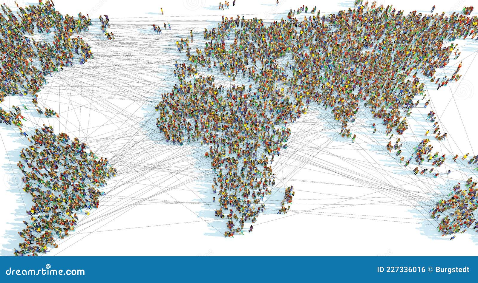 A World Map Consisting of Thousands of Connected People Stock ...