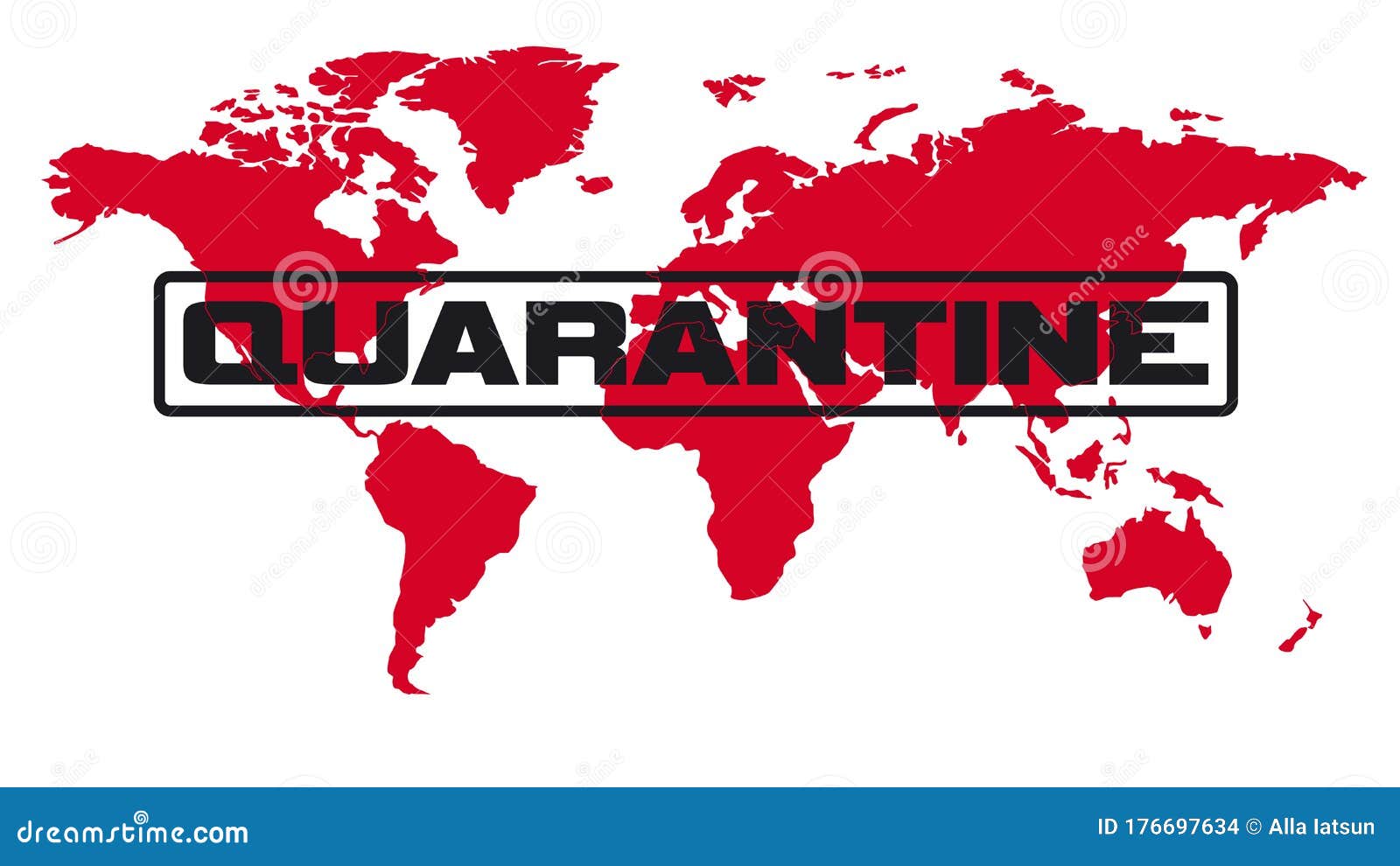 Quarantined World during a Pandemic. Red World Map with Quarantine Sign ...