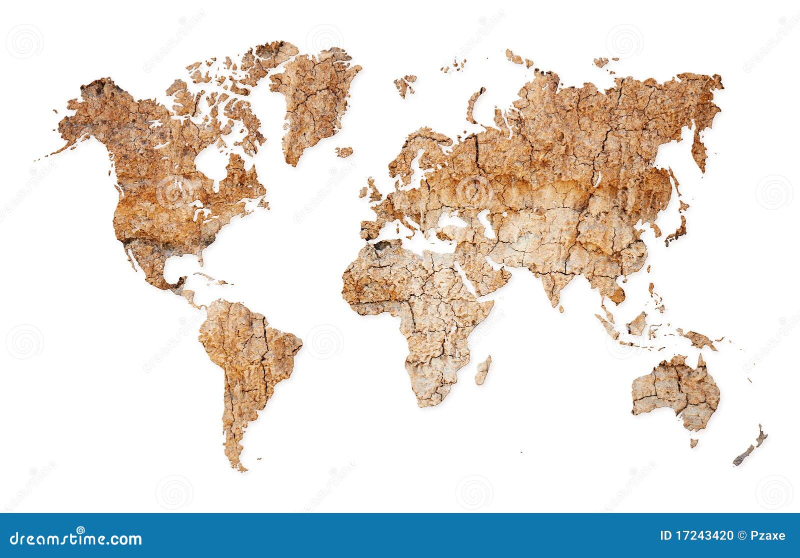 World Map - Continents from Dry Deserted Soil Stock Illustration ...