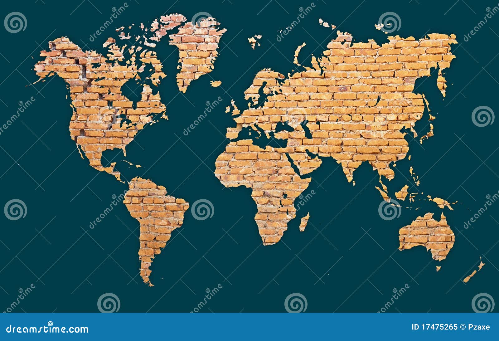 World Map with Continents Made of Brick Stock Illustration ...