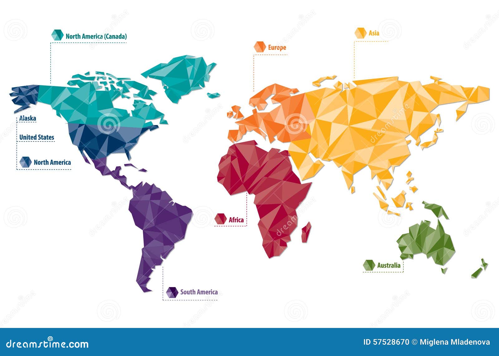 World Map With Color Coded Continents - United States Map