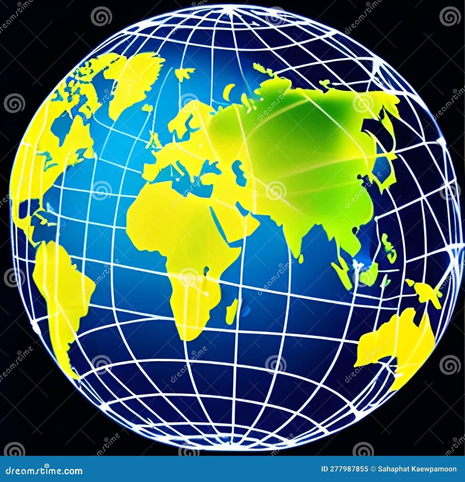 World Map with Continents and Oceans. Vector Illustration. Eps 10 Stock ...