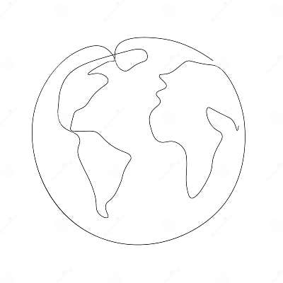 World Map Continuous Line Drawing, Vector Stock Vector - Illustration ...