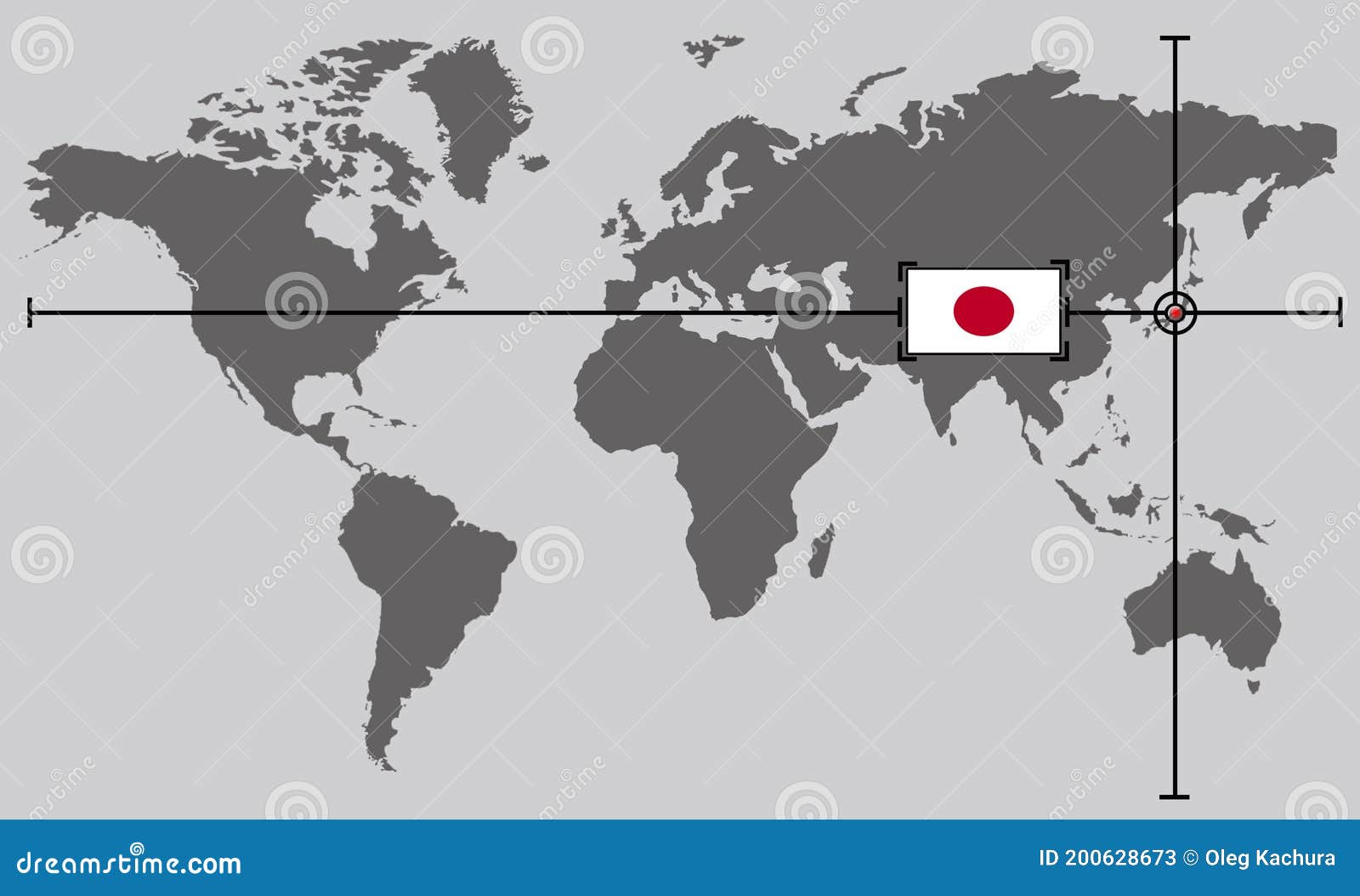 World Map with Coordinate Point Positioned by Crossed Lines on Country ...