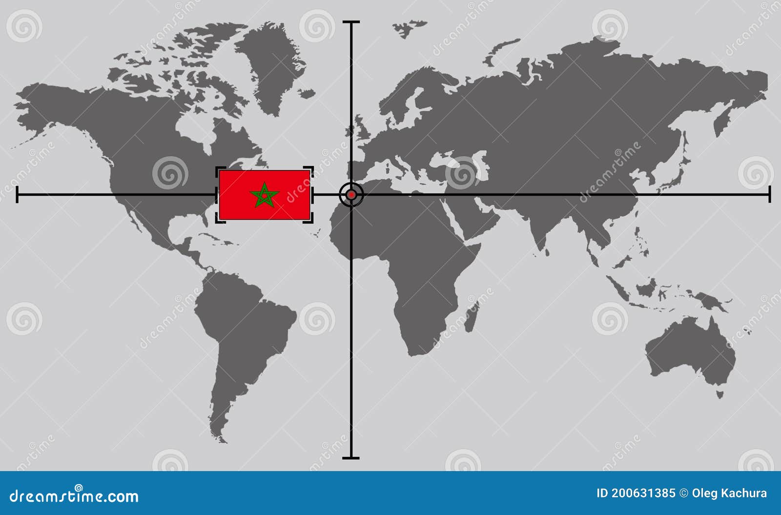 World Map with Coordinate Point Positioned by Crossed Lines on Country ...