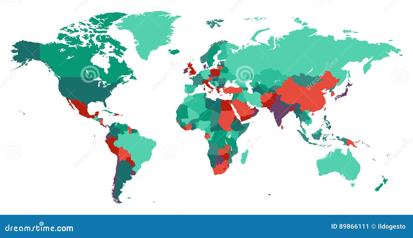 World Map with Countries Borders Stock Vector - Illustration of vector ...