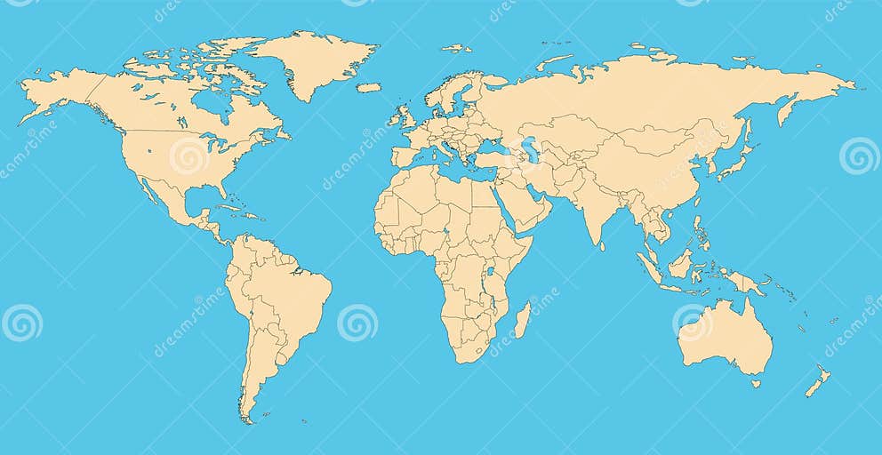 World Map with Countries Borders. Stock Vector - Illustration of ...
