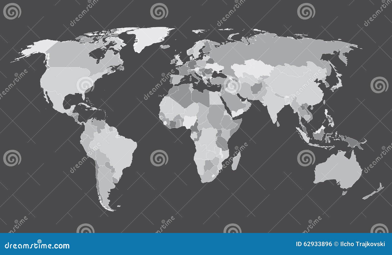 World Map Countries Gray Gradient Stock Vector - Illustration of ...