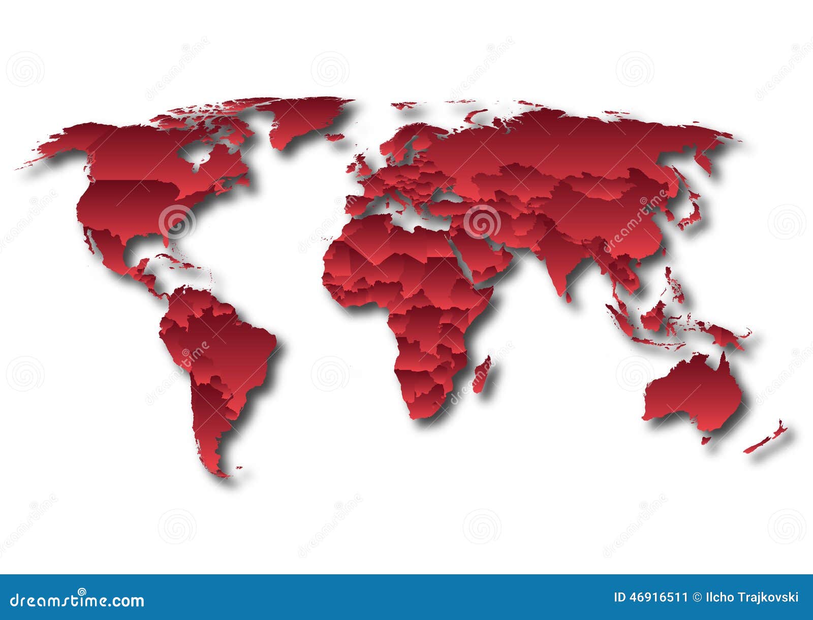 World Map Countries Red Gradient Stock Illustration - Illustration of ...