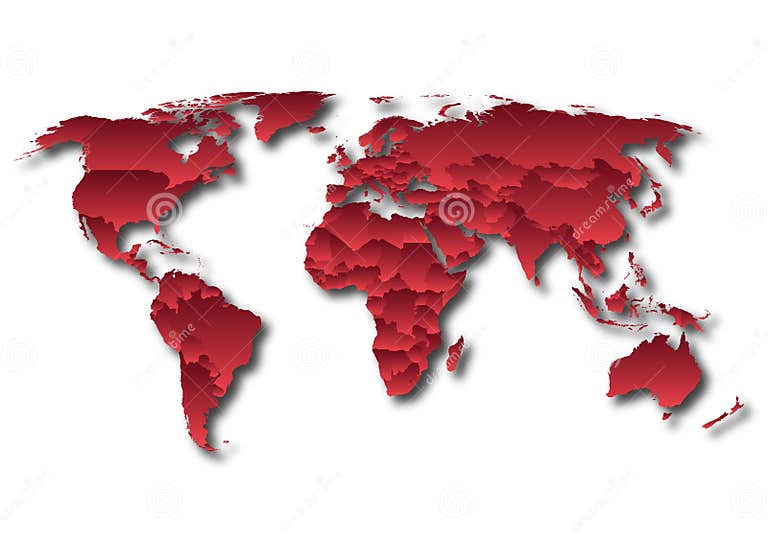 World Map Countries Red Gradient Stock Illustration - Illustration of ...