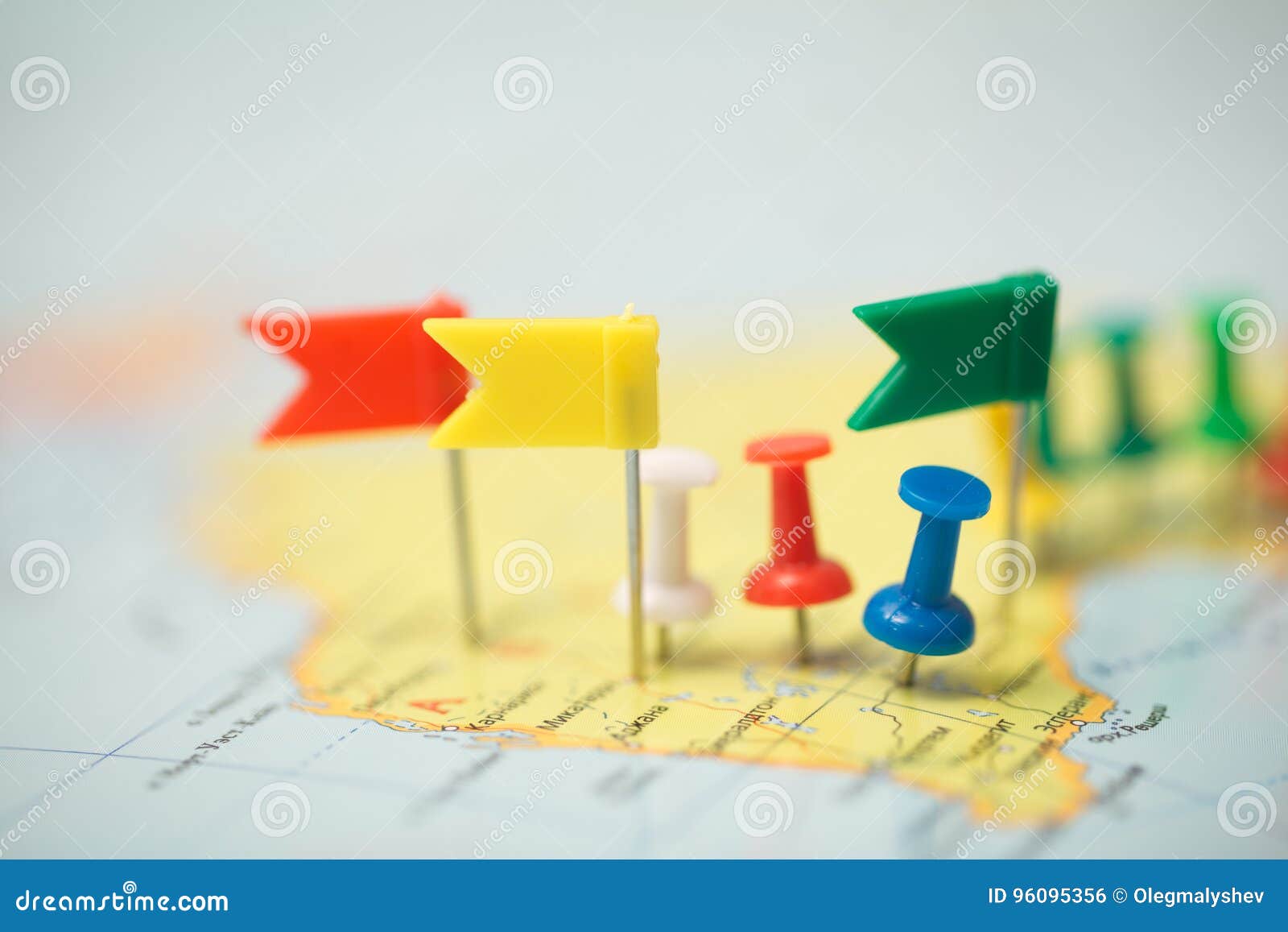 World Map Country Flags Marked Pin City Pinpoint Stock Photo - Image of ...