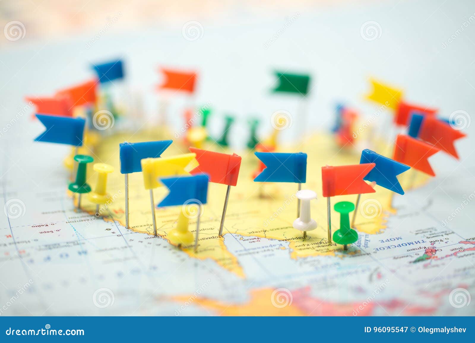 World Map Country Flags Marked Pin City Pinpoint Stock Image - Image of ...