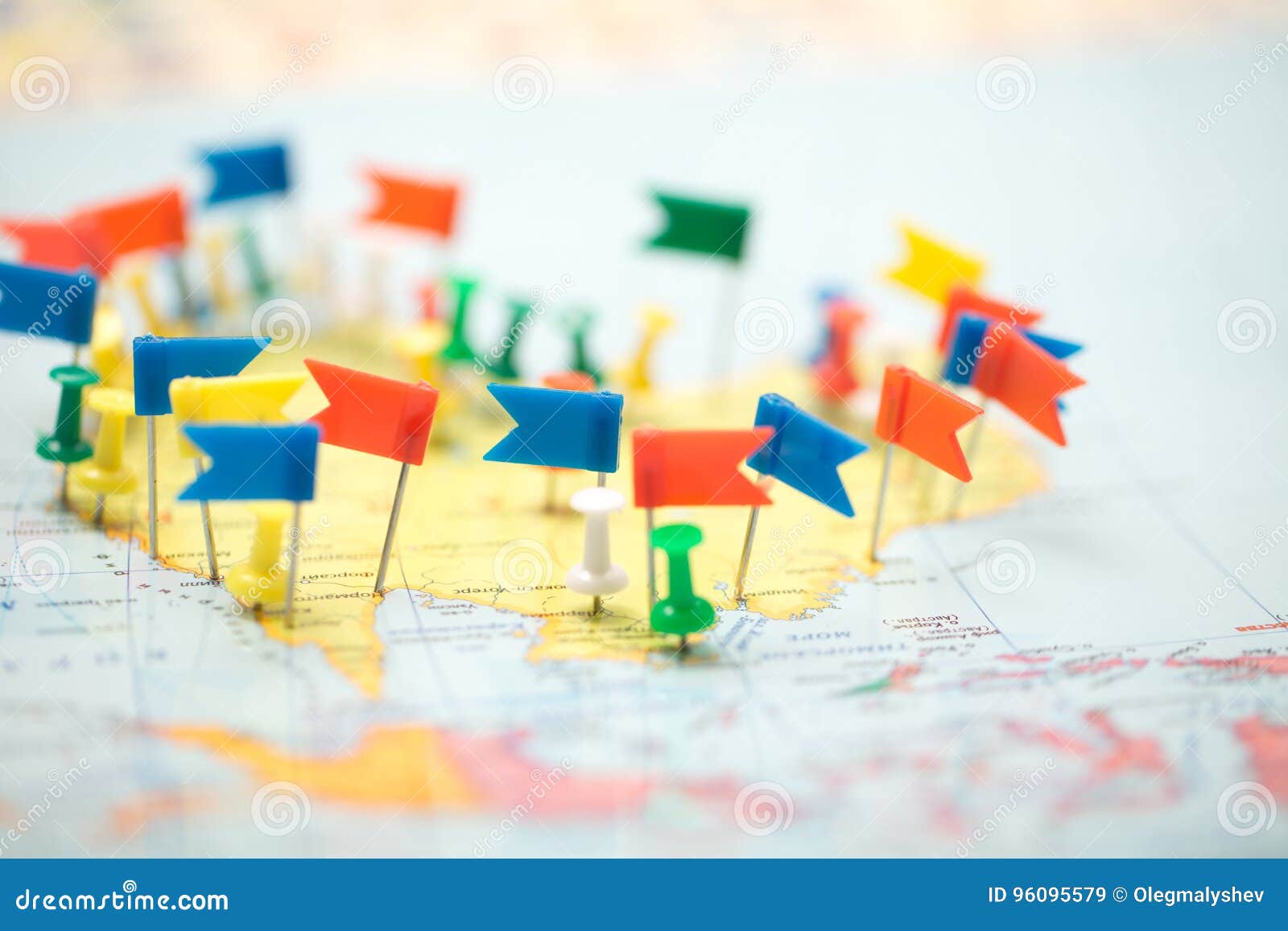 World Map Country Flags Marked Pin City Pinpoint Stock Image - Image of ...
