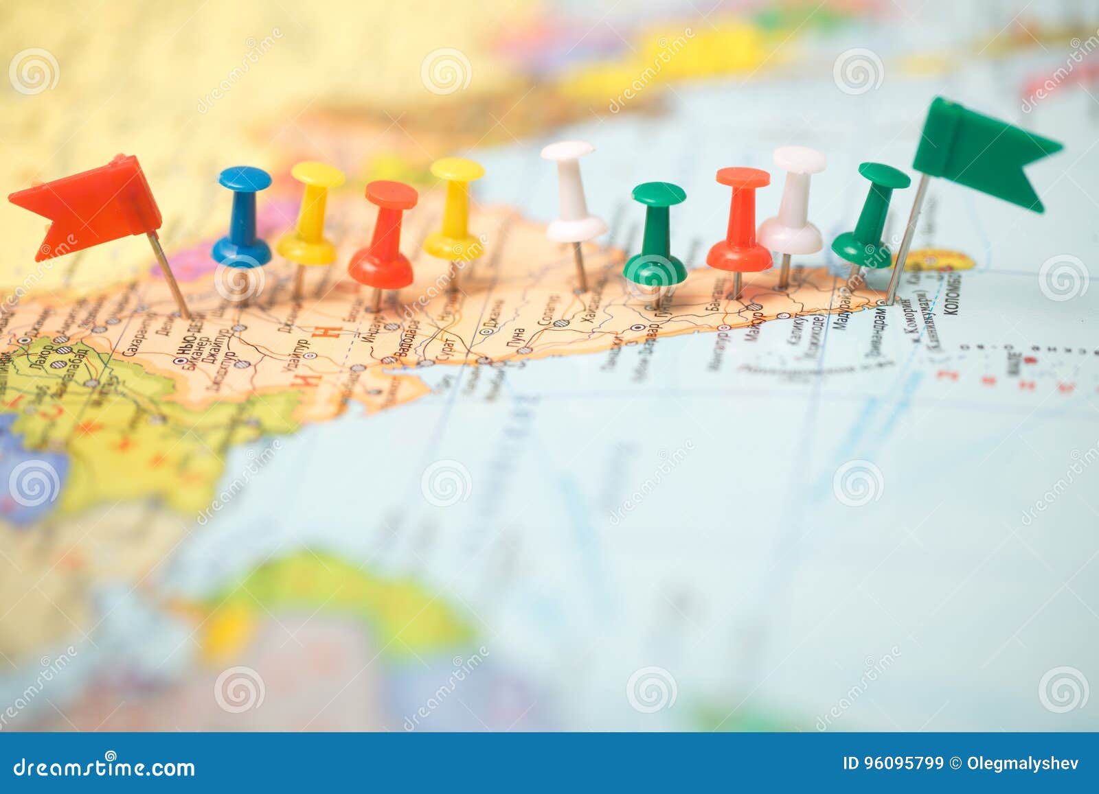 World Map Country Flags Marked Pin City Pinpoint Stock Image - Image of ...