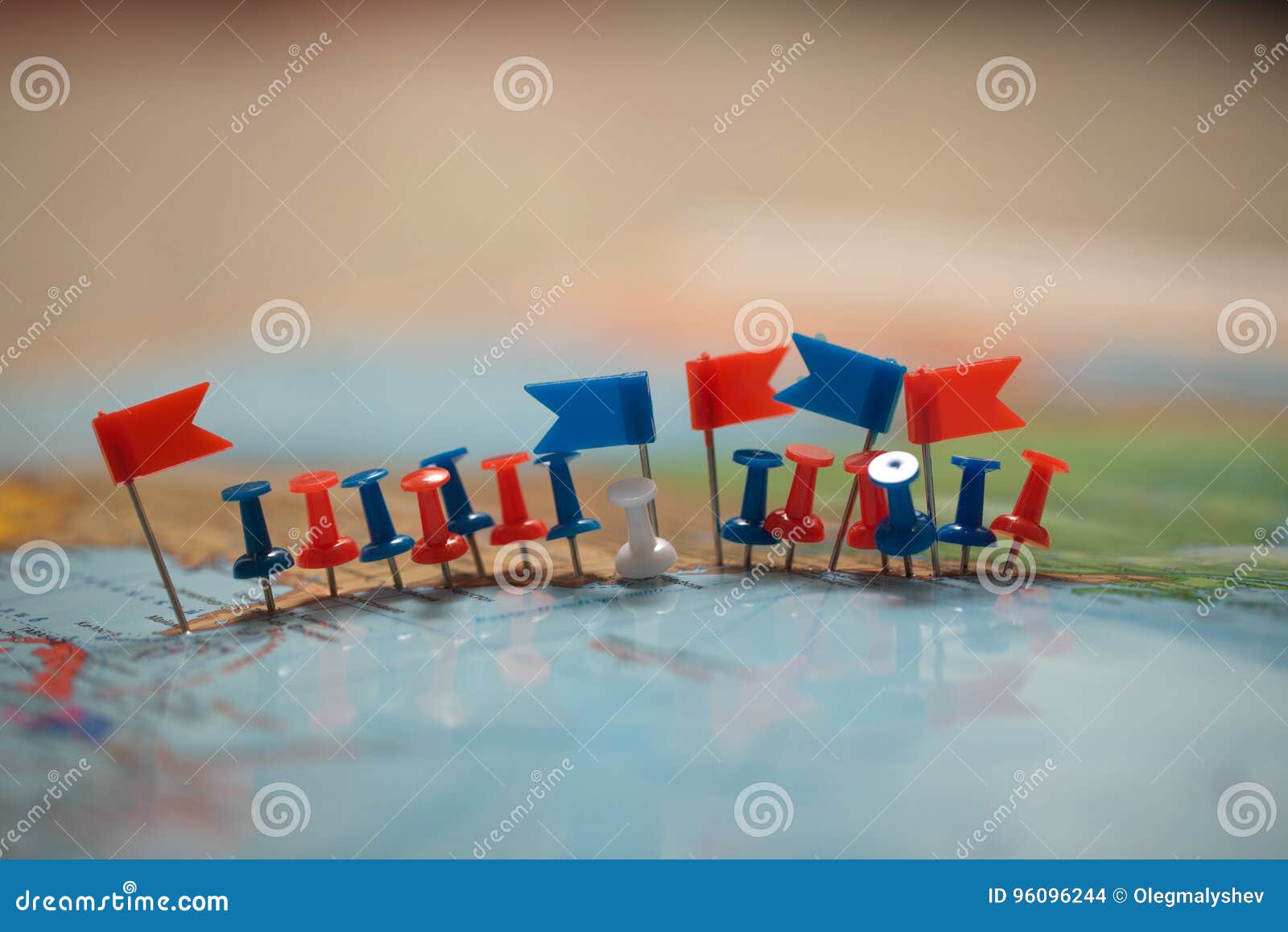 World Map Country Flags Marked Pin City Pinpoint Stock Photo - Image of ...
