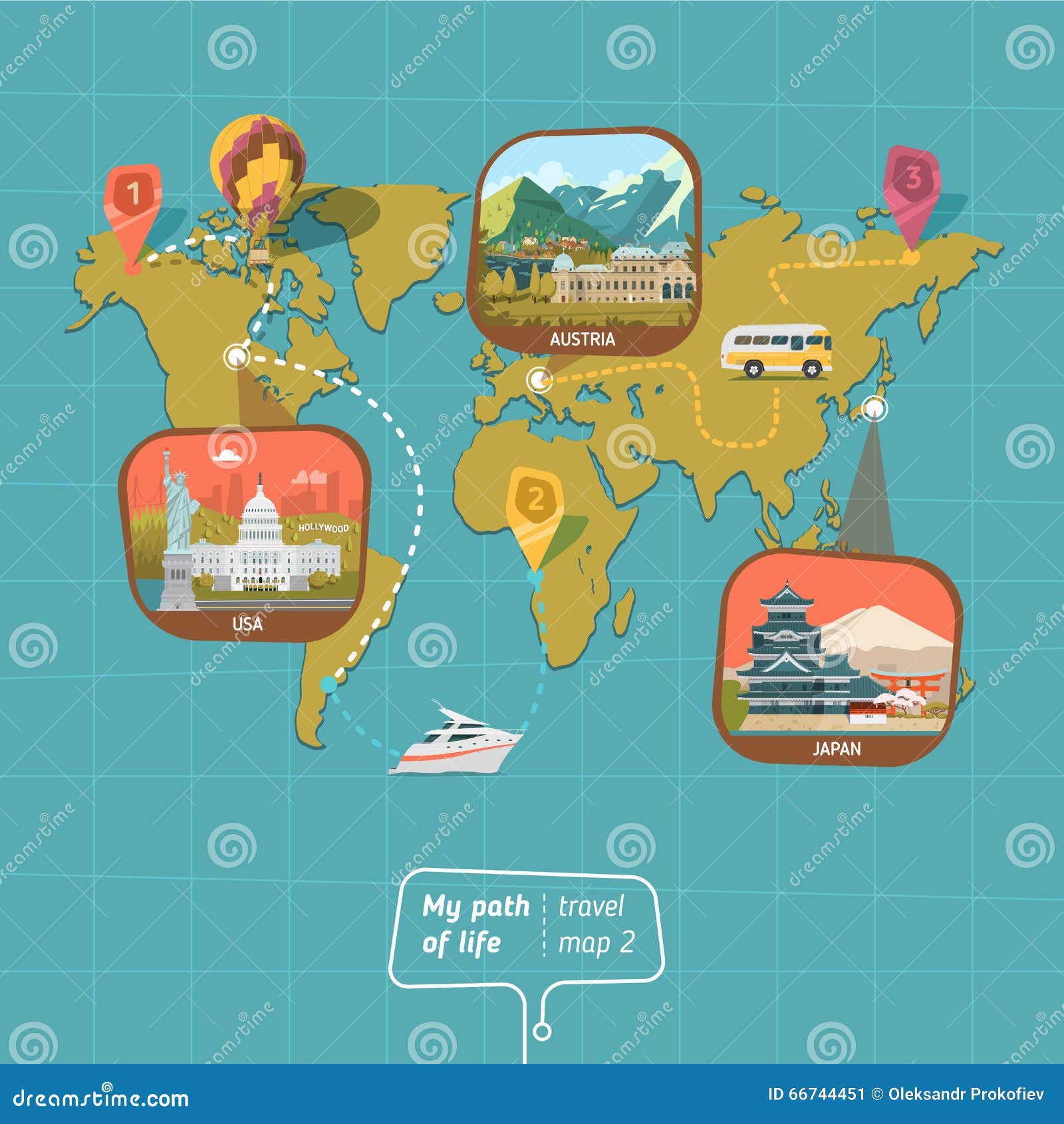 World Map With Country Cartoon Vector | CartoonDealer.com #66744451