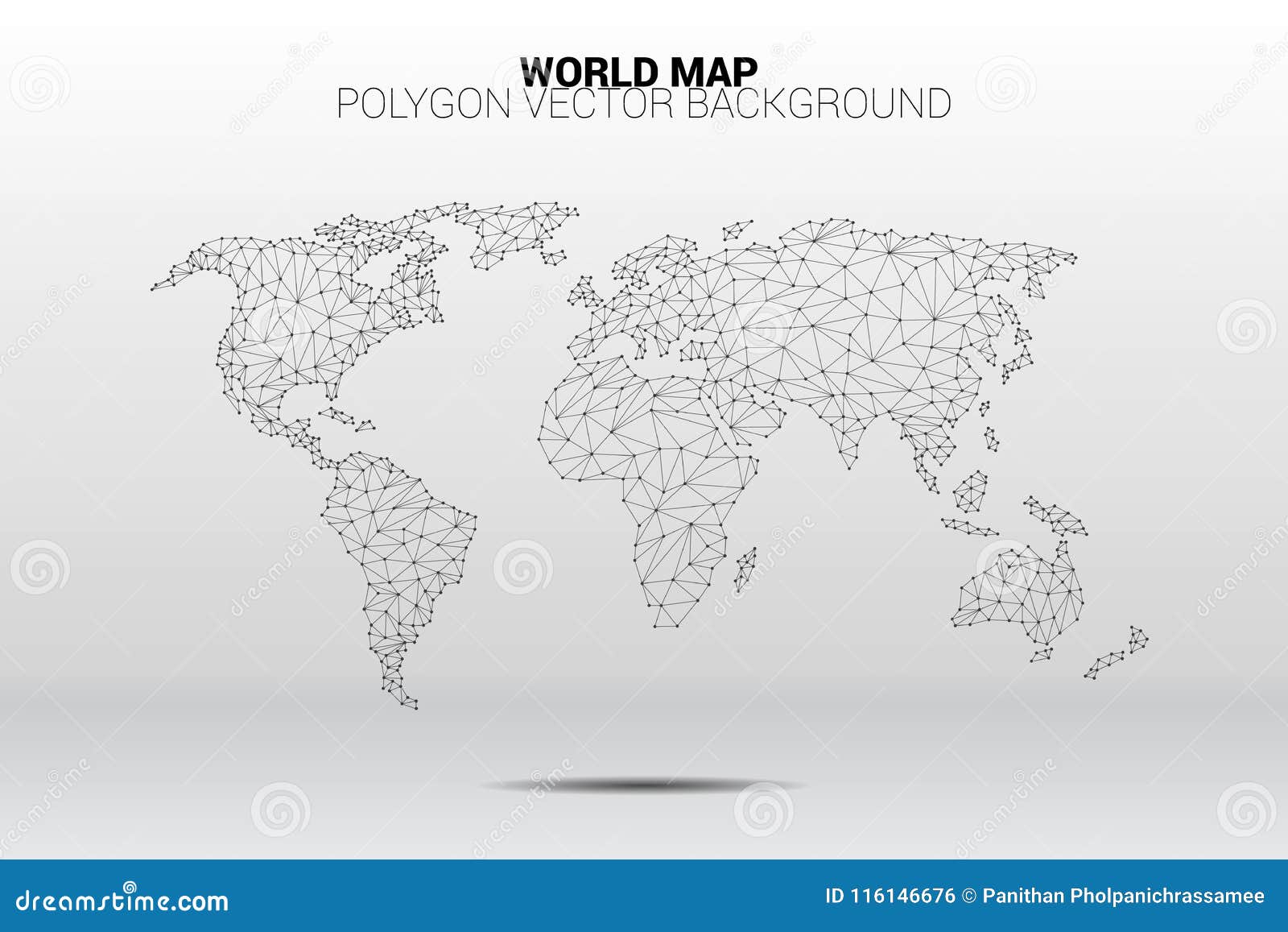 World Map Dot Connection Line Polygon: Concept of Digital World, Data ...