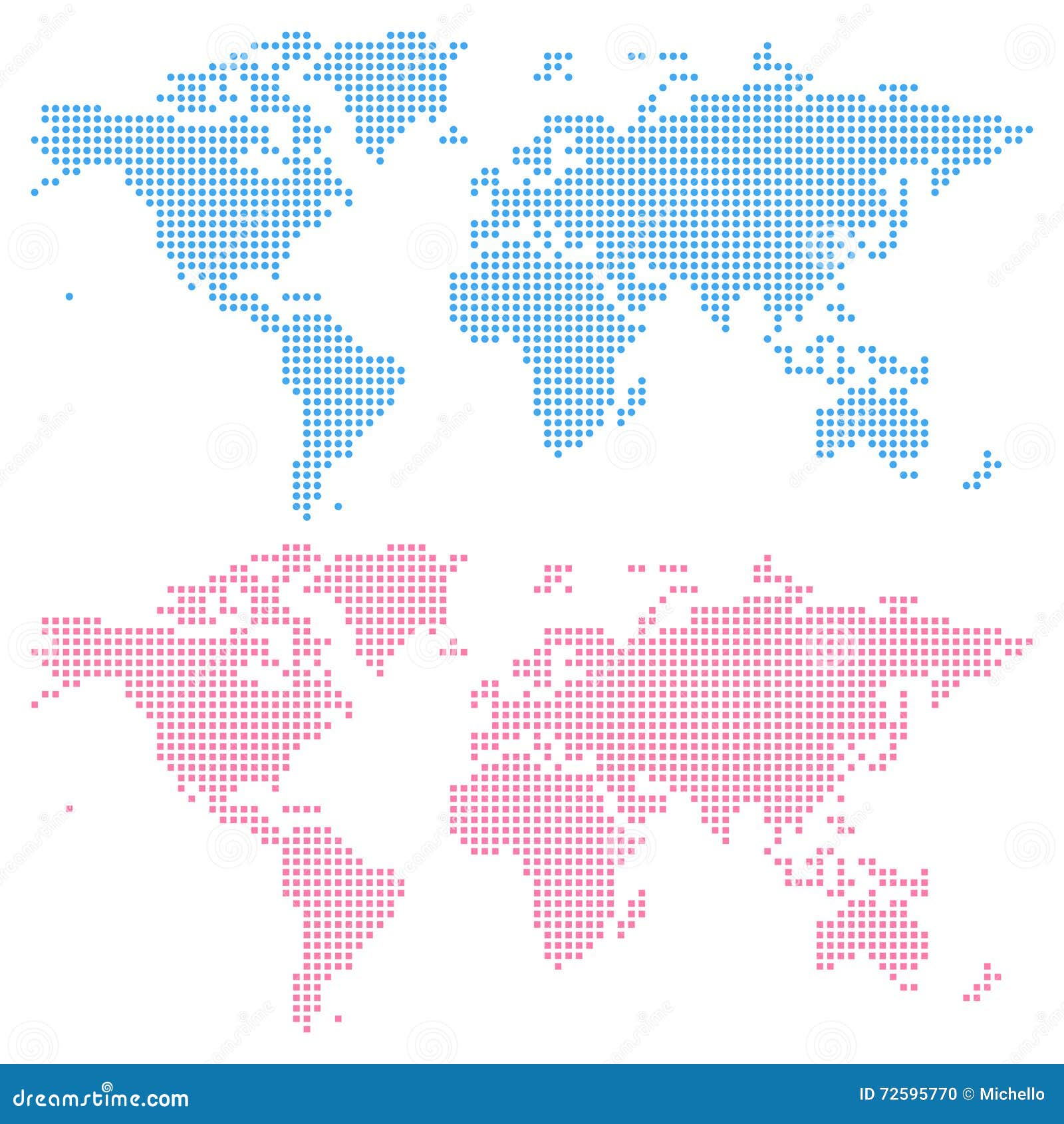 World Map Created from Circles (upper) and Squares (lower) Stock Vector ...