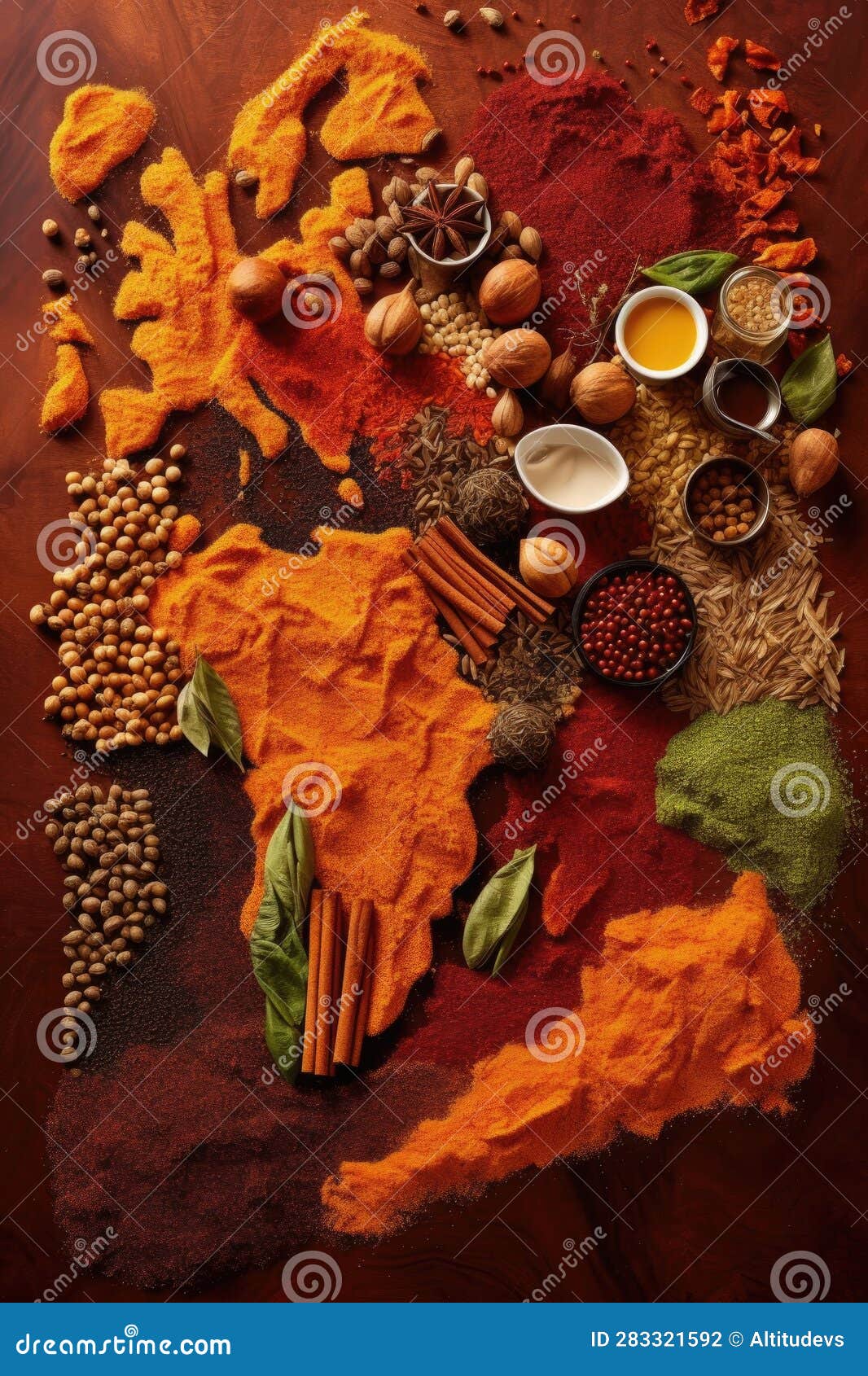 World Map Created with Various Spices and Ingredients Stock ...