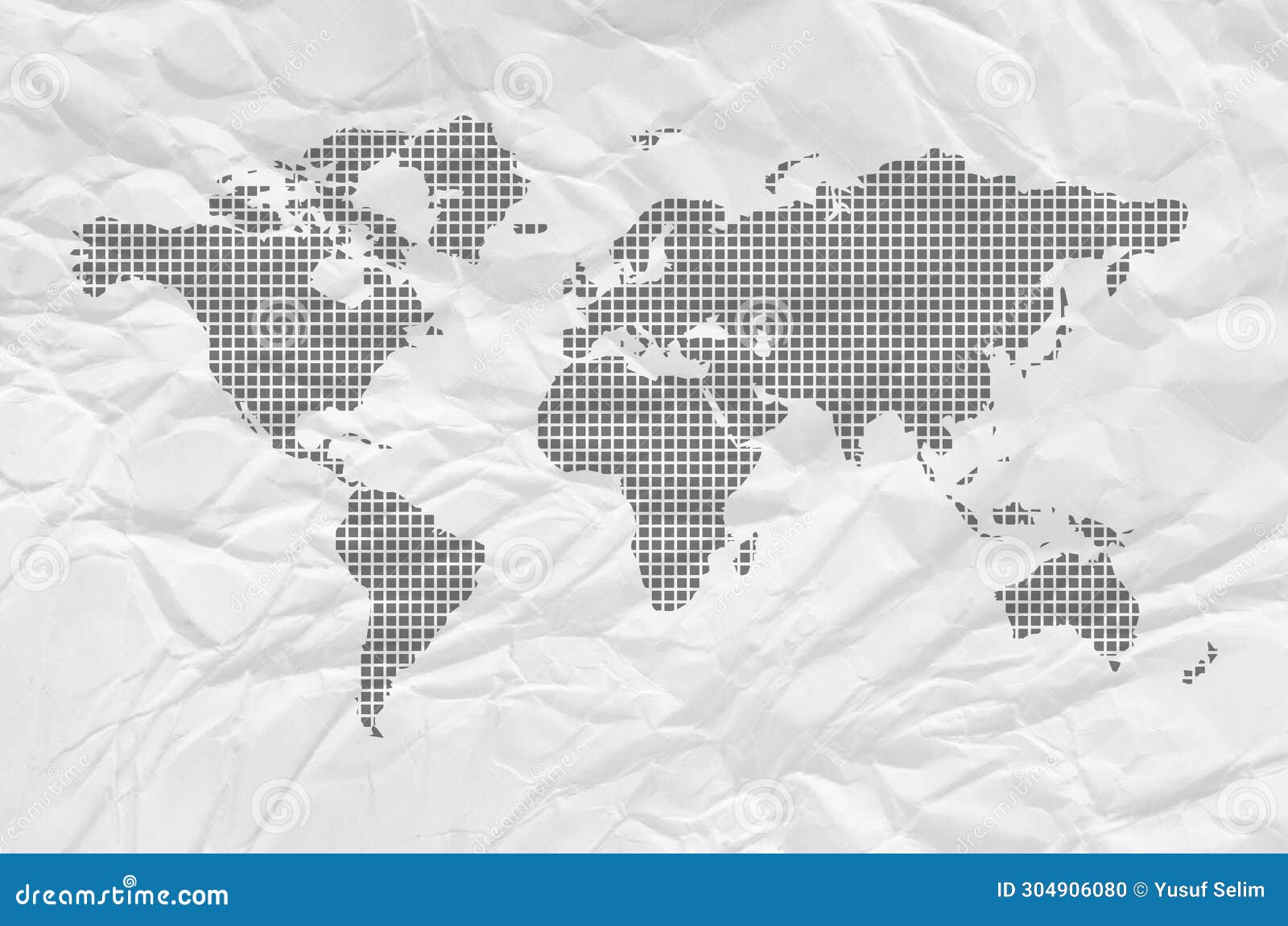 World Map on Crumpled and Aged Paper. Stock Illustration - Illustration ...