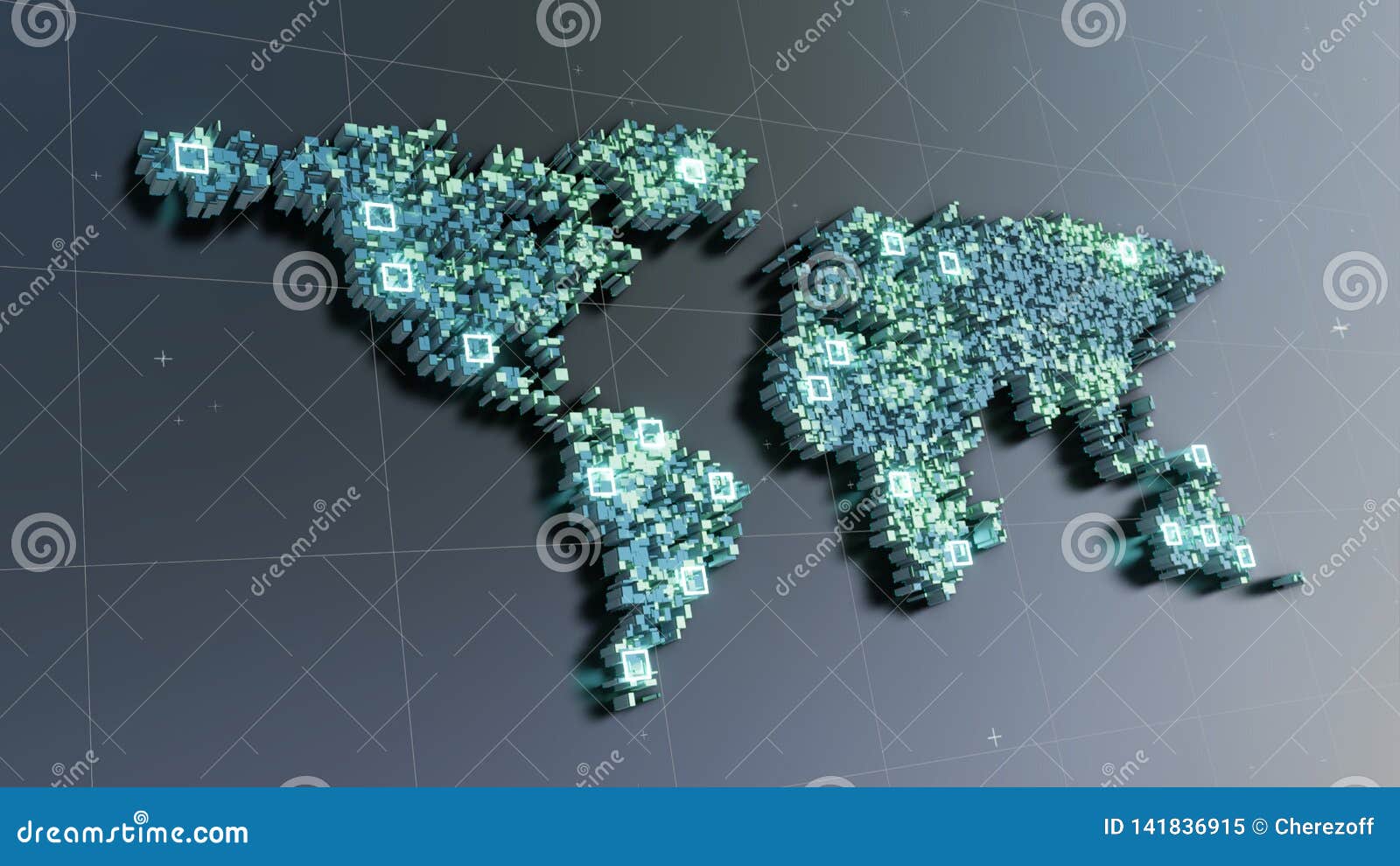 World Map of Cubes. 3D Illustration Stock Illustration - Illustration ...