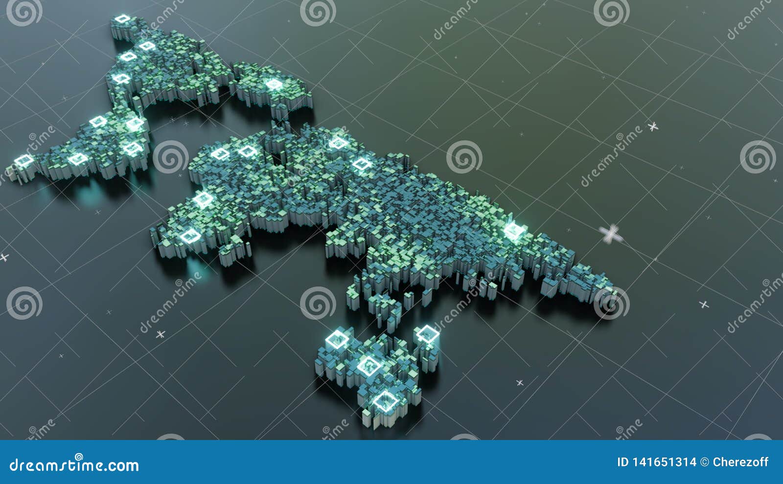 World Map of Cubes. 3D Illustration Stock Illustration - Illustration ...
