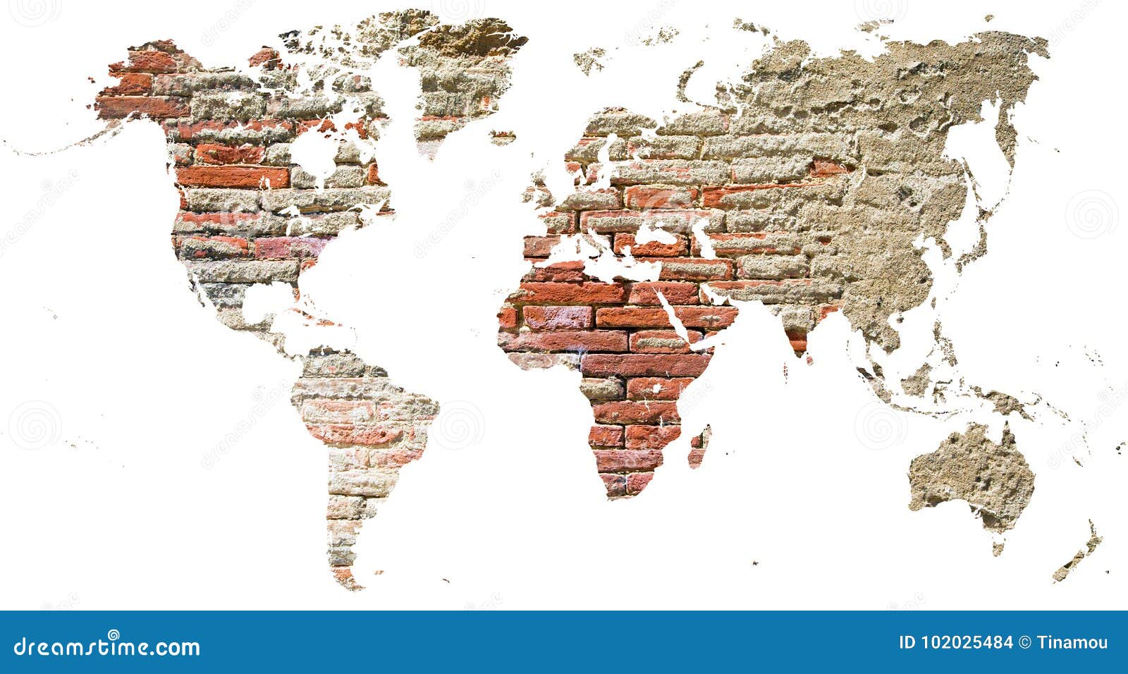 World Map Cut Out in Old Grunge Bricks Stock Photo - Image of earth ...