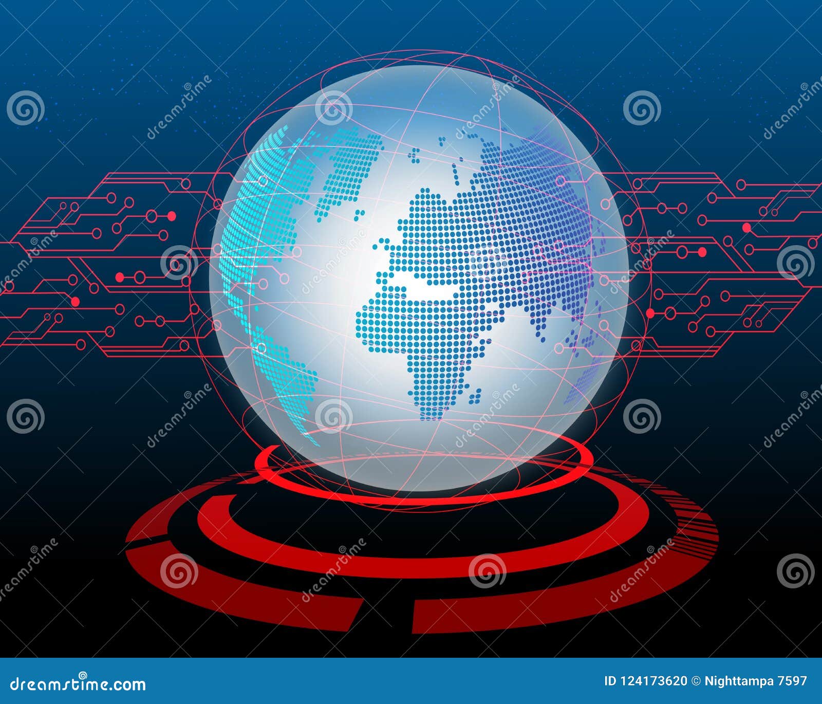 World Map Cyber Attack by Hacker Circuit Concept Background. Stock ...