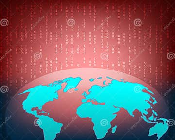 World Map Cyber Attack by Hacker Background with Binary Code Stock ...